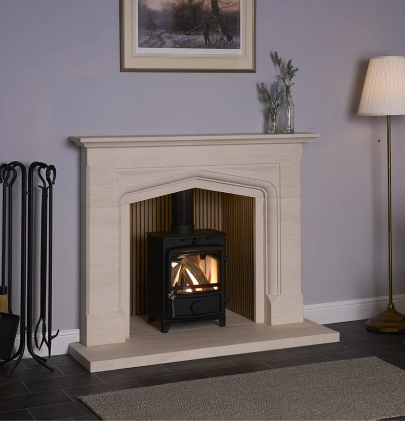 Limestone Fireplace Surround - Boscombe Portuguese Limestone – EcoFires ...